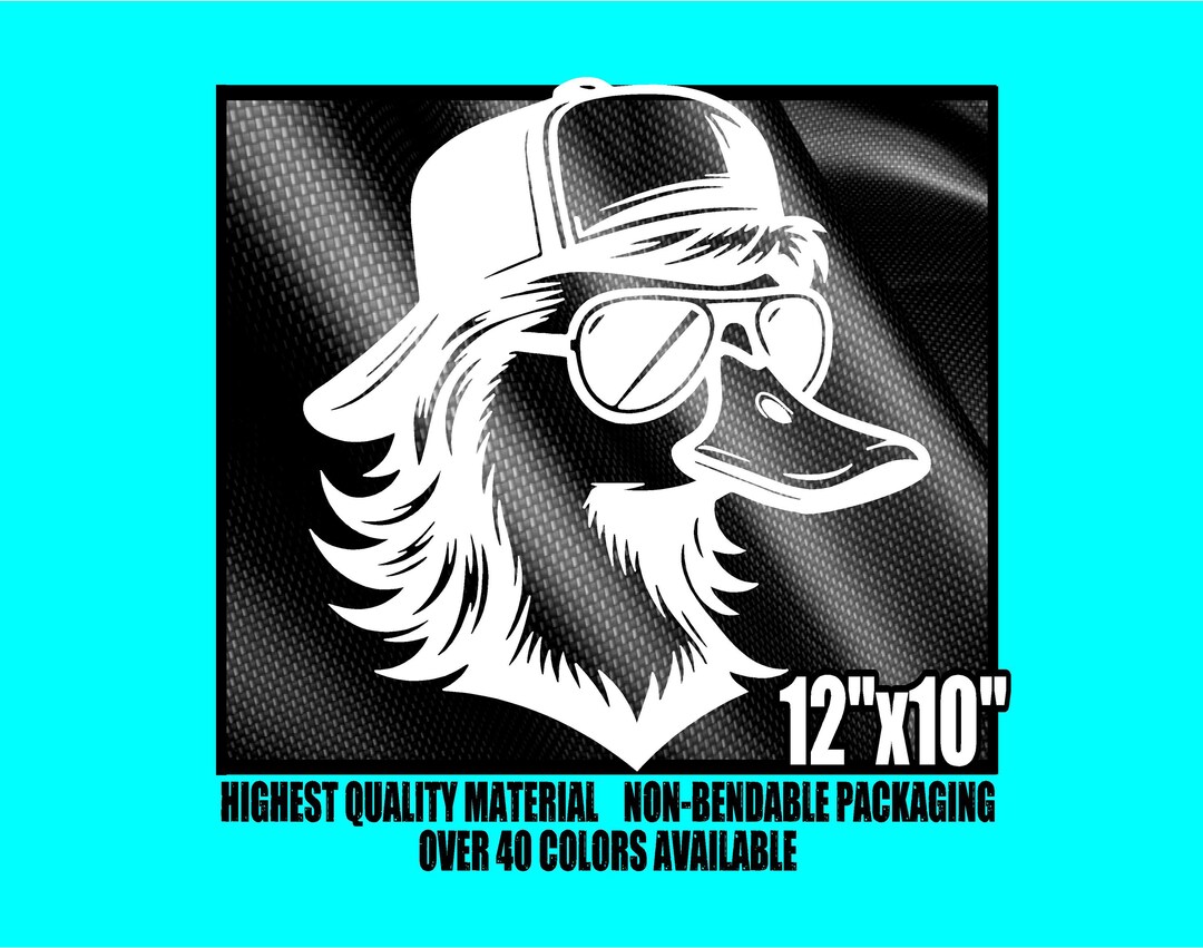 Mullet DUCK With HAT Vinyl Decal 12" LARGE Back Window Sticker Hunting ...
