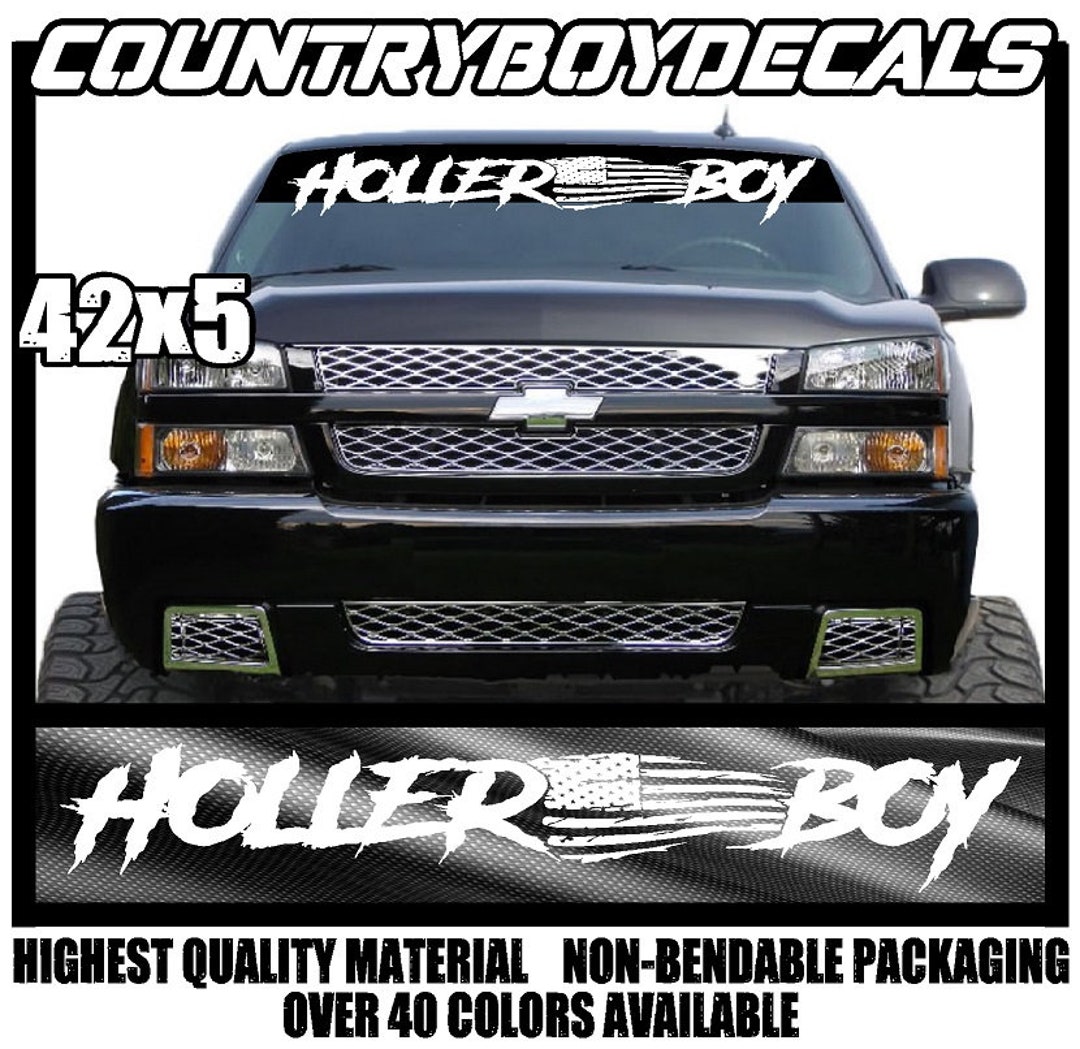 HOLLER BOY American Flag Windshield 42"x5" Vinyl Decal Sticker Diesel ...