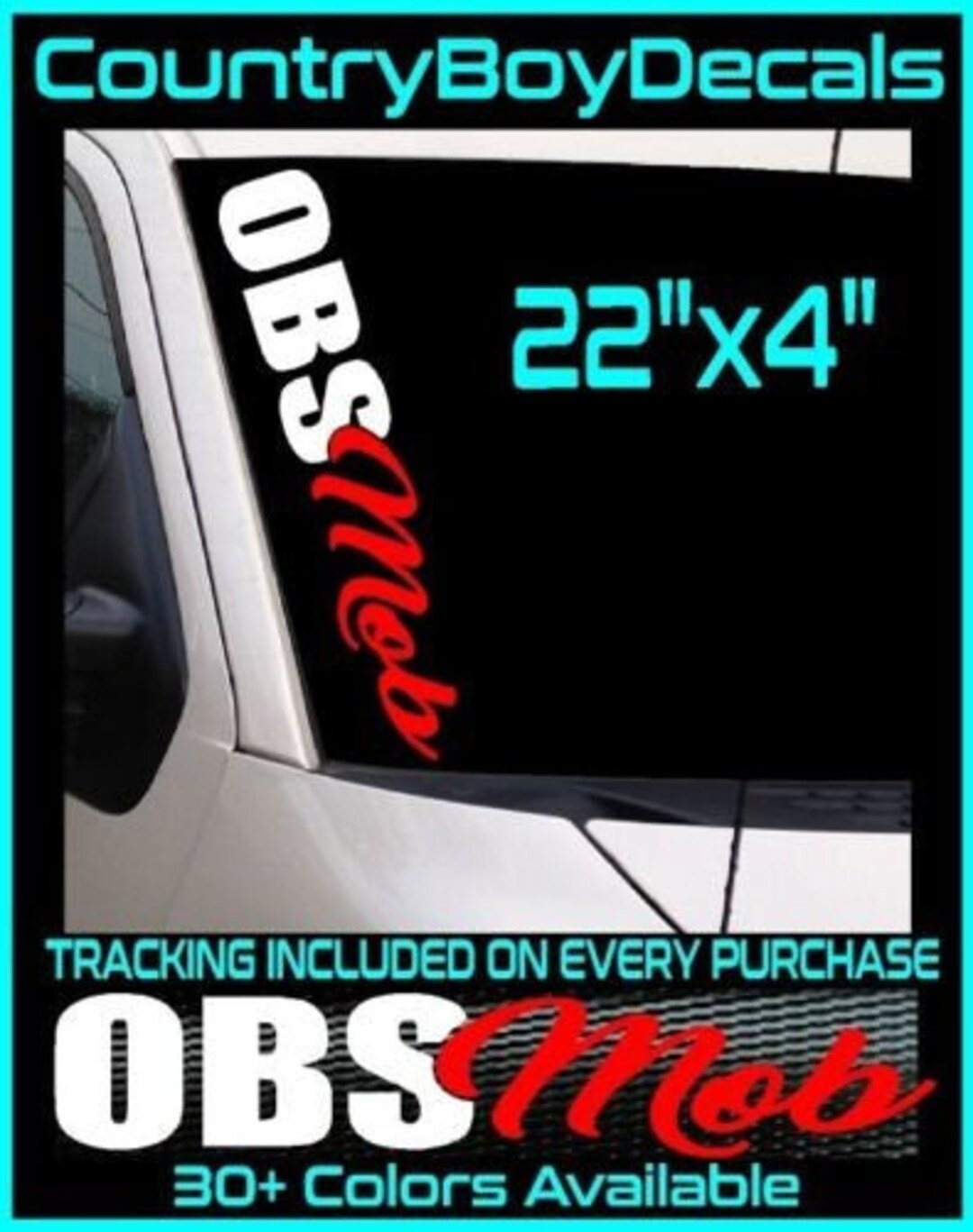 OBS Mob 22" Vinyl Decal Sticker Truck Old Body Style Side Step Low ...