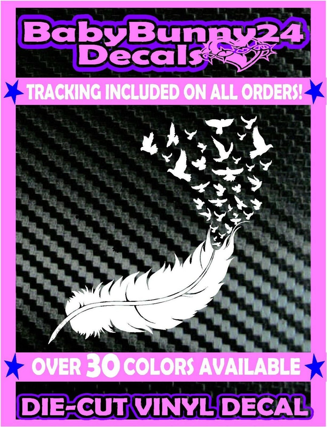 Feather Bird Tattoo Flock Vinyl DECAL Sticker Car Truck Laptop Locker ...