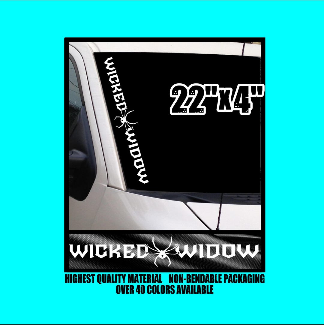 WICKED WIDOW Vinyl Decal 22"x4" Window Sticker Diesel Truck Turbo ...
