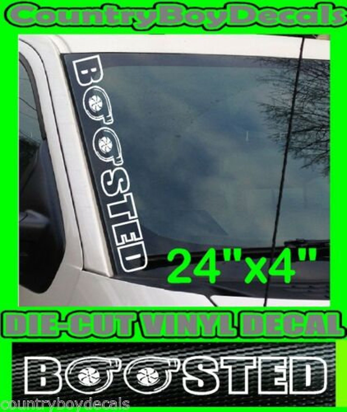 BOOSTED With TURBO 4x4 VERTICAL Windshield Vinyl Decal Sticker - Etsy