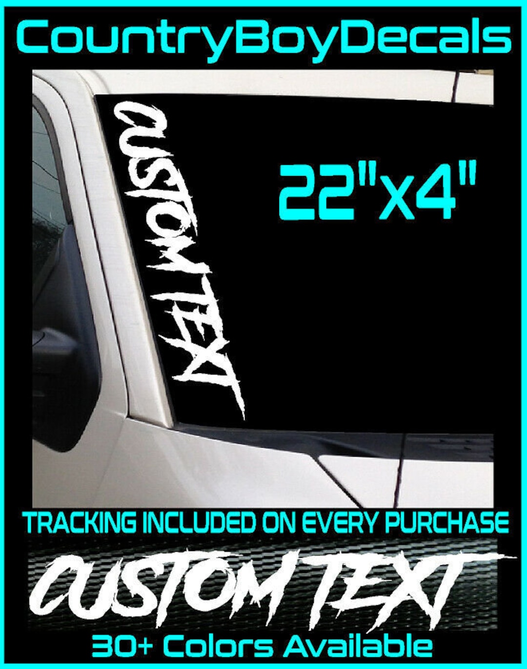 CUSTOM TEXT Vertical STACKED Windshield Vinyl Side Decal Sticker Truck ...