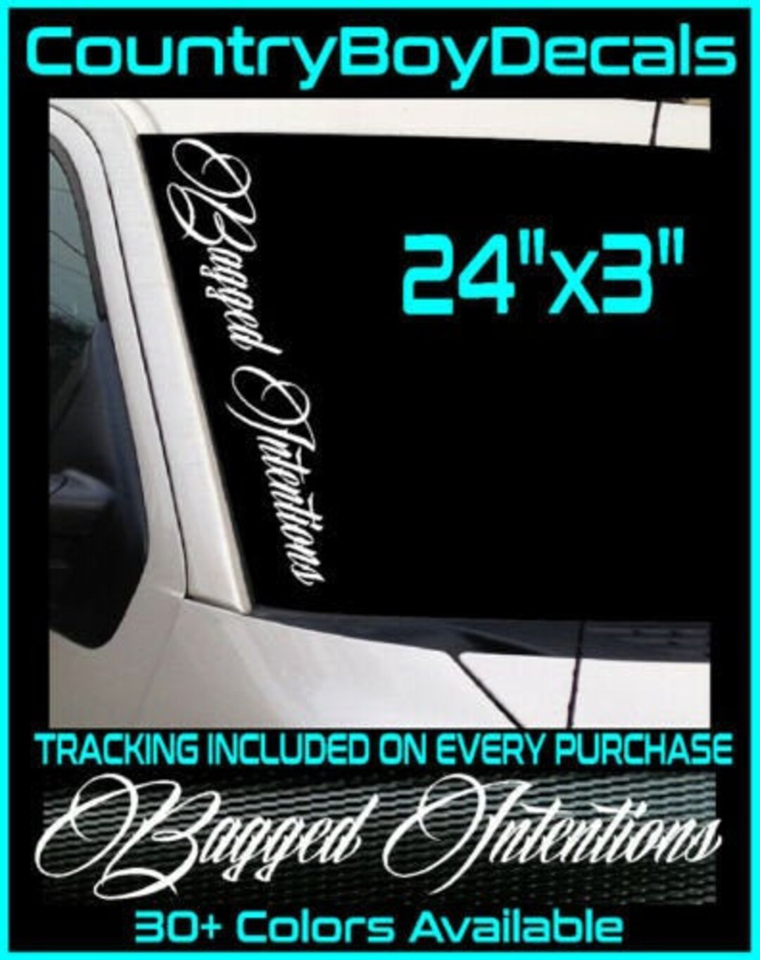 Bagged Intentions 24" Windshield Vinyl Decal Sticker JDM Car Low ...