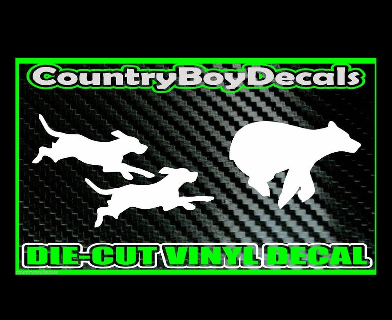 DOGS Chasing BEAR * Vinyl Decal Sticker * Hunting Hounds Black Bear ...