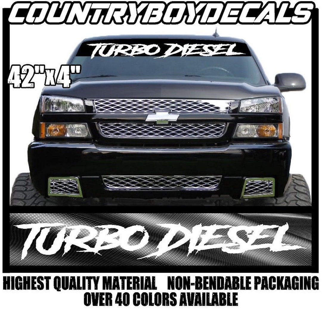 TURBO DIESEL Windshield 42"x4" Vinyl Decal Sticker Diesel Truck Mud Car ...