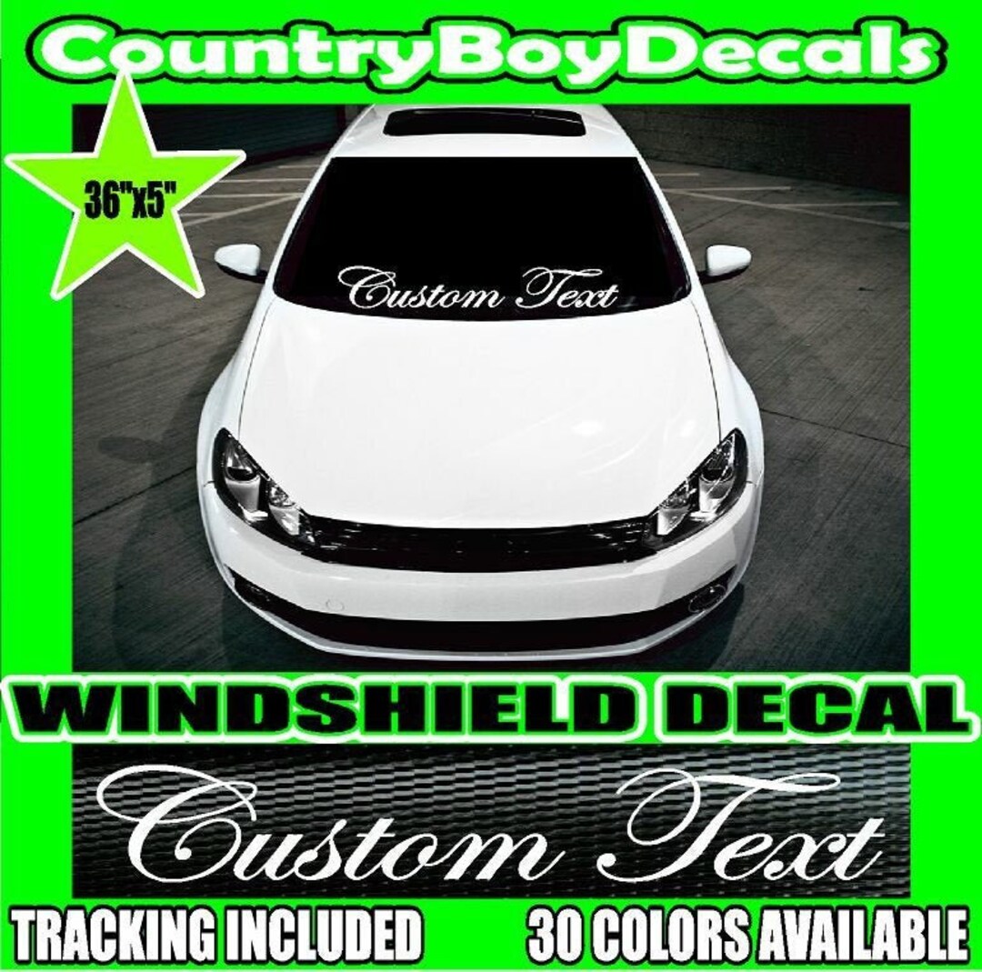CUSTOM TEXT Lower Windshield Vinyl Decal Sticker Turbo Boost Truck ...