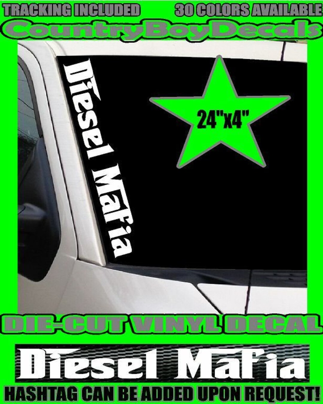 DIESEL MAFIA VERTICAL Pillar Windshield Vinyl Decal Sticker Truck ...