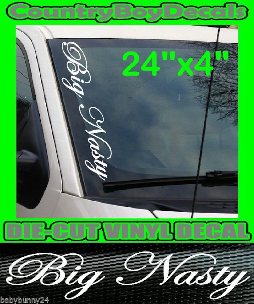 Big Nasty VERTICAL Windshield Vinyl Decal Sticker Truck Car Boost Turbo ...