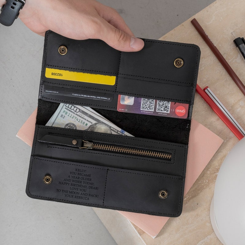 Long Leather Wallet - Etsy