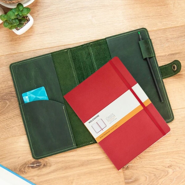 Leather Journal Cover With Pen Holder - Etsy