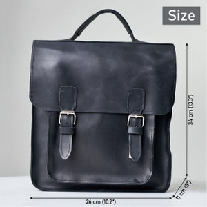 Leather Satchel Backpack, Leather Backpack for Women, Black Leather ...