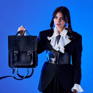 Wednesday Addams Backpack, Black Leather Backpack Women, Wednesday ...