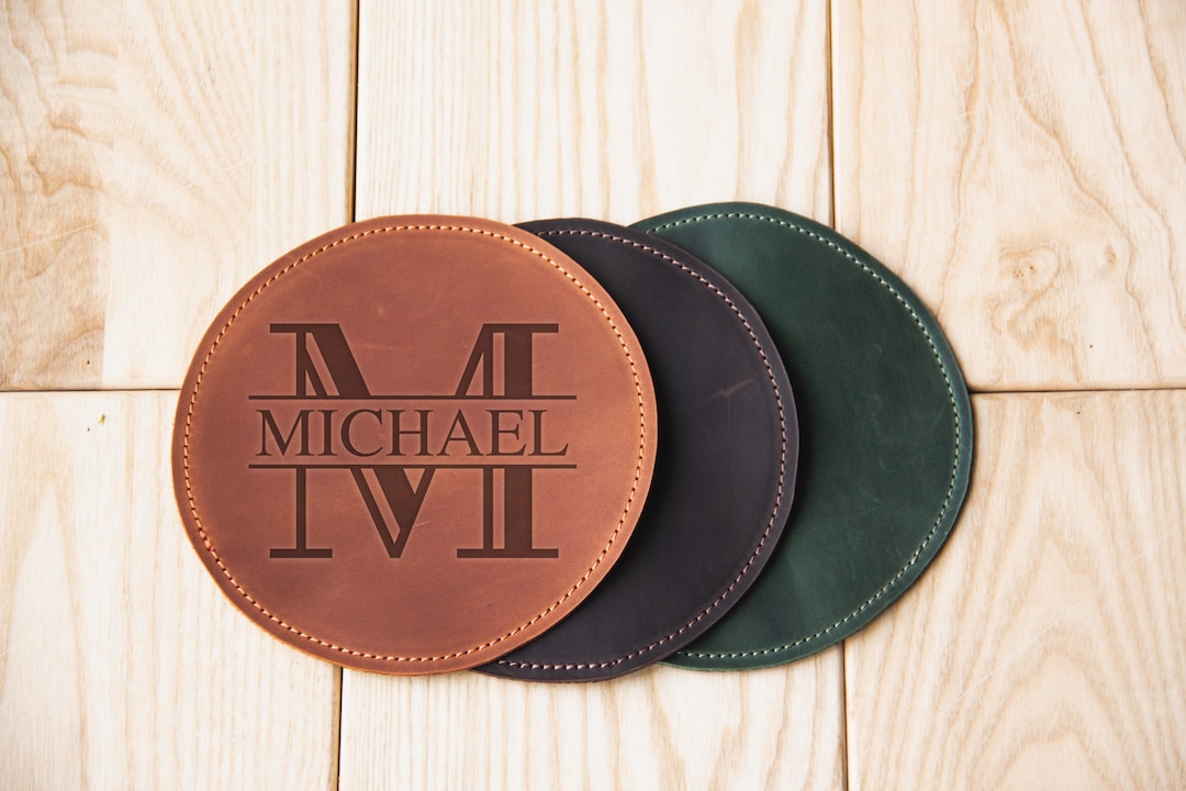 Personalized Leather Coasters, Engraved Leather Coasters, Custom ...