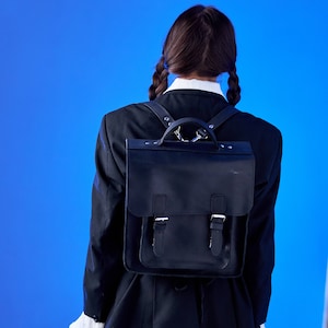 Wednesday Addams Backpack, Black Leather Backpack Women, Wednesday ...