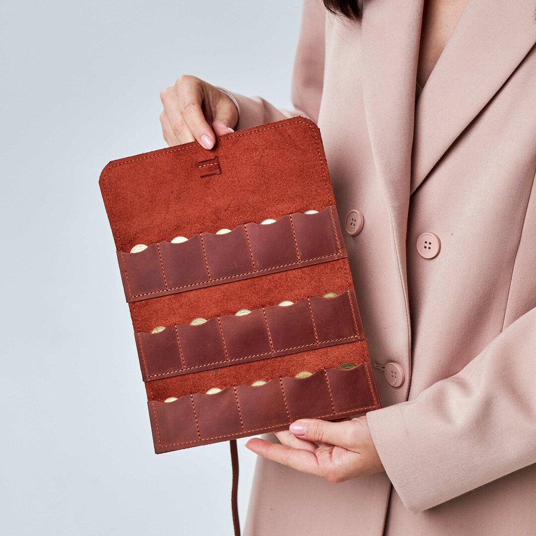 Coin Roll for 15 Coins, Leather Coin Roll, Personalized Coin Holder ...