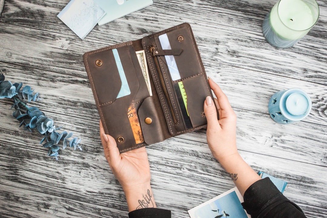 Personalized Long Wallet Women, Leather Wallet With Engraving, Long ...