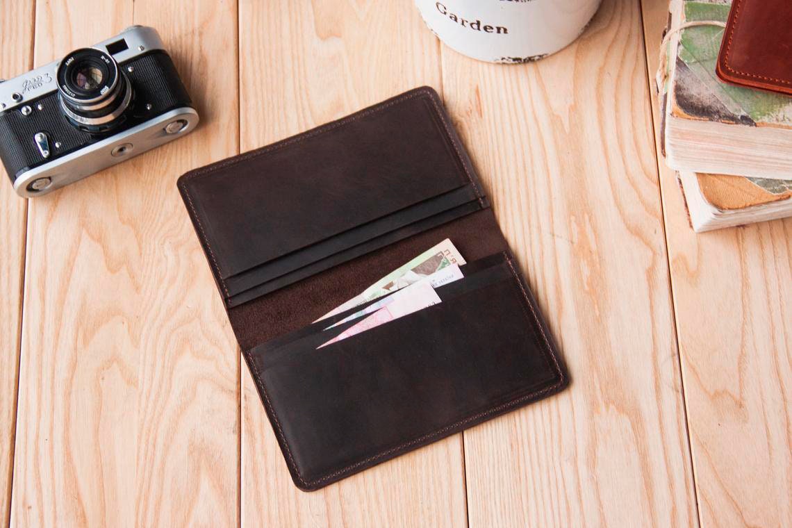 Leather Checkbook Walletslim Checkbook Coverpersonalized | Etsy