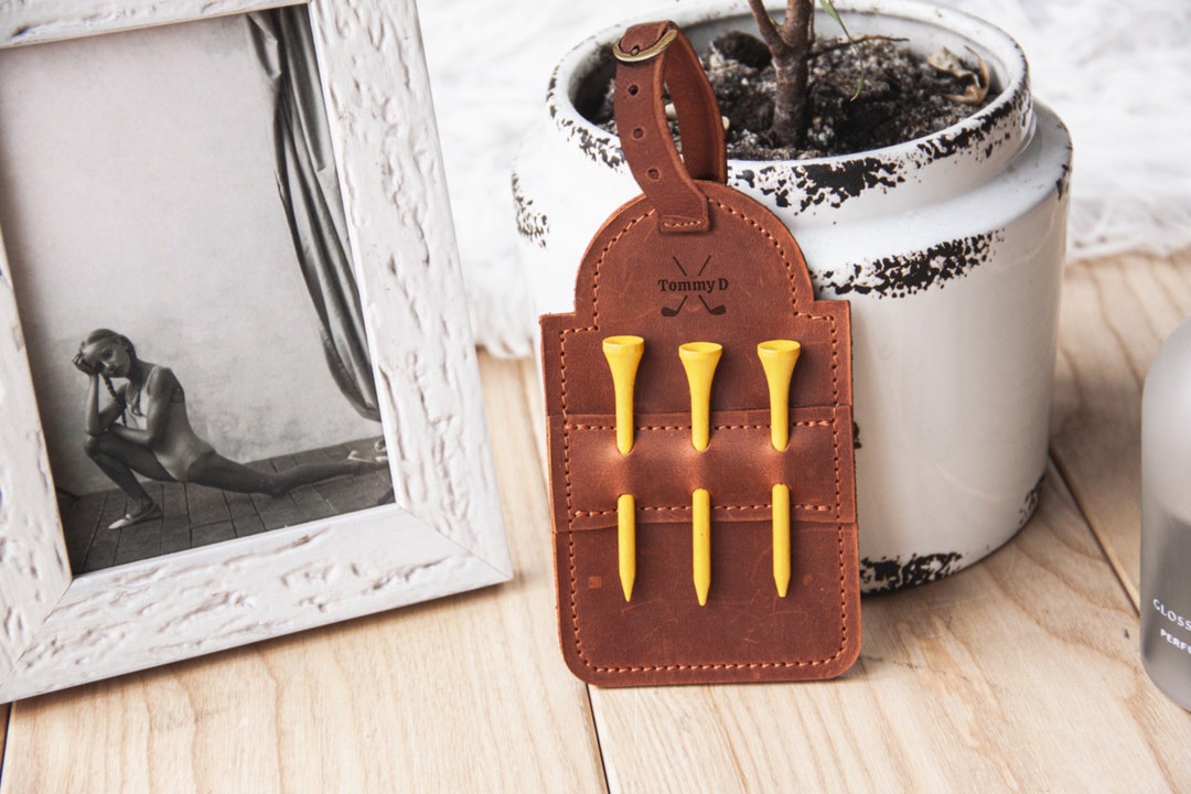 Personalized Leather Golf Tag, Leather Golf Tee Holder, Leather Golf ...
