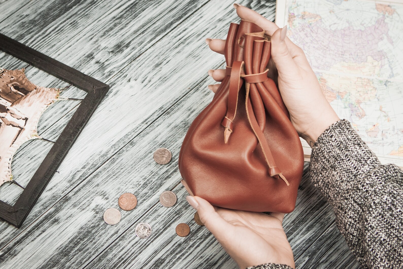 Leather Drawstring Pouch Leather Pouch Bag Dice Bag Coin - Etsy