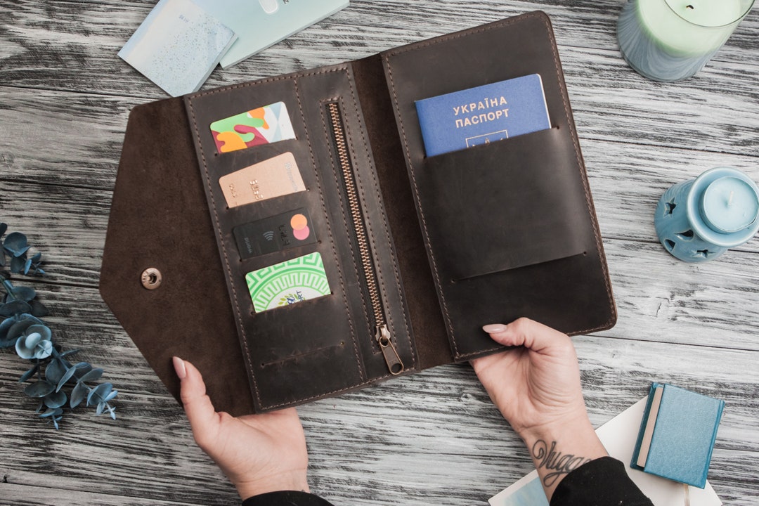 Personalized Leather Travel Wallet, Leather Passport Wallet ...