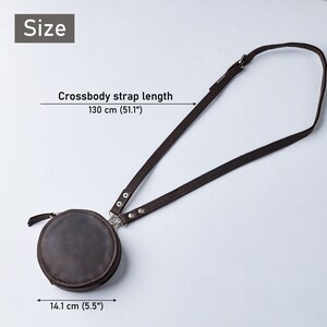 Leather Small Round Bag, Leather Round Purse, Mini Crossbody Bags for ...