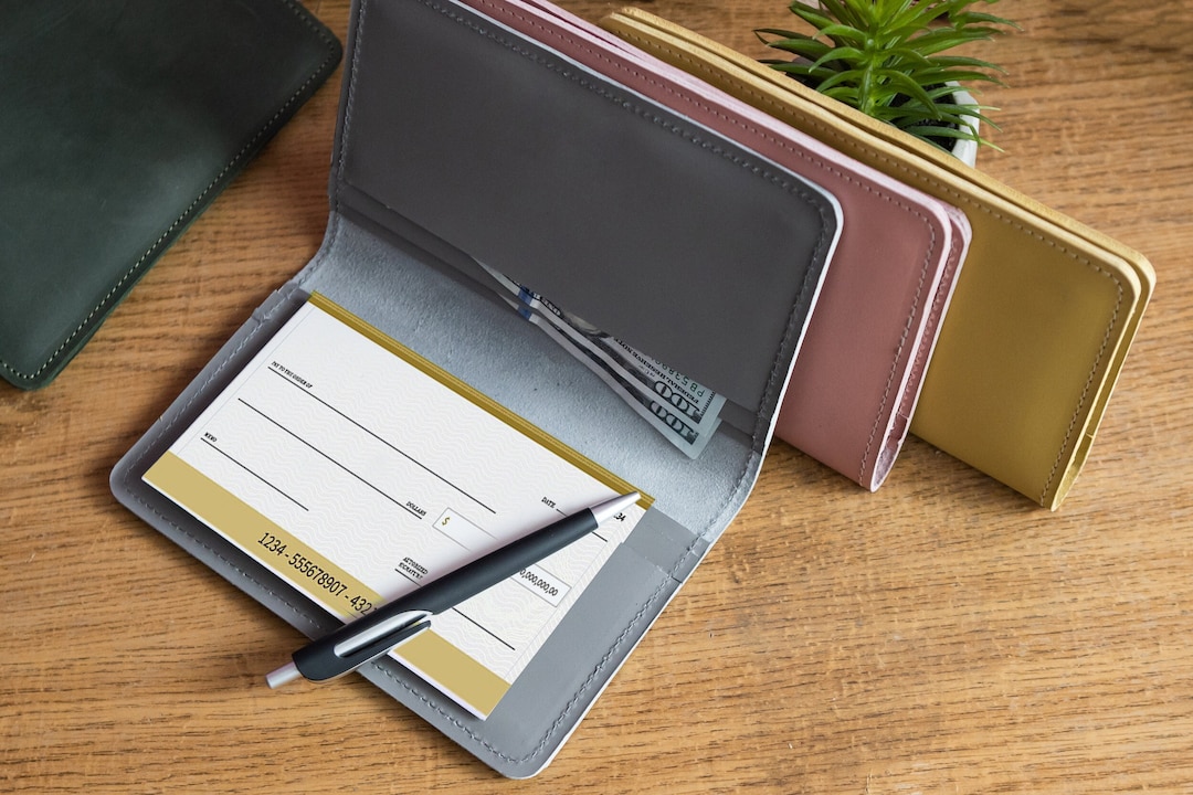 Leather Checkbook Cover for Men,leather Checkbook Wallet,genuine ...