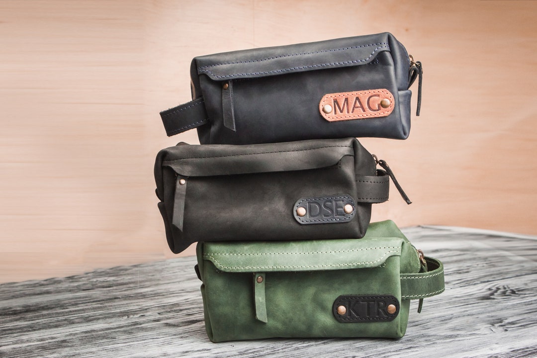 Personalized Dopp Kit for Men, Leather Dopp Kit Monogram, Custom Dopp ...