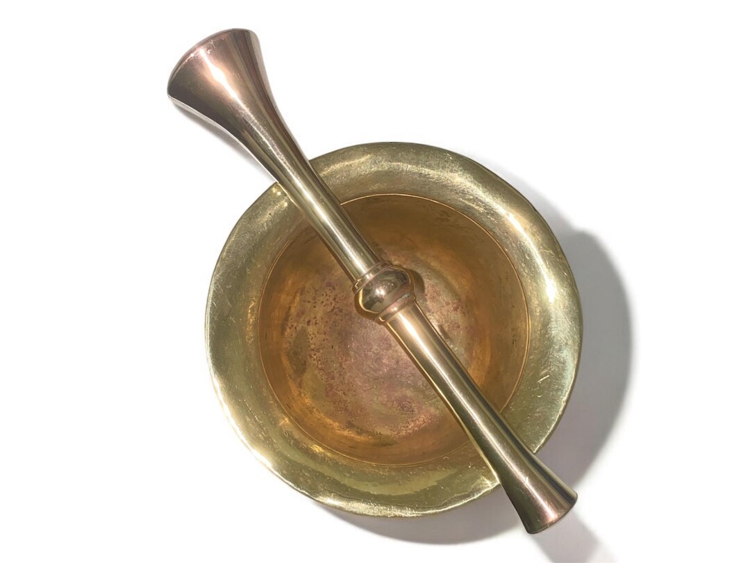 Handcrafted Moroccan Brass Mortar and Pestle Traditional Kitchen Tool ...