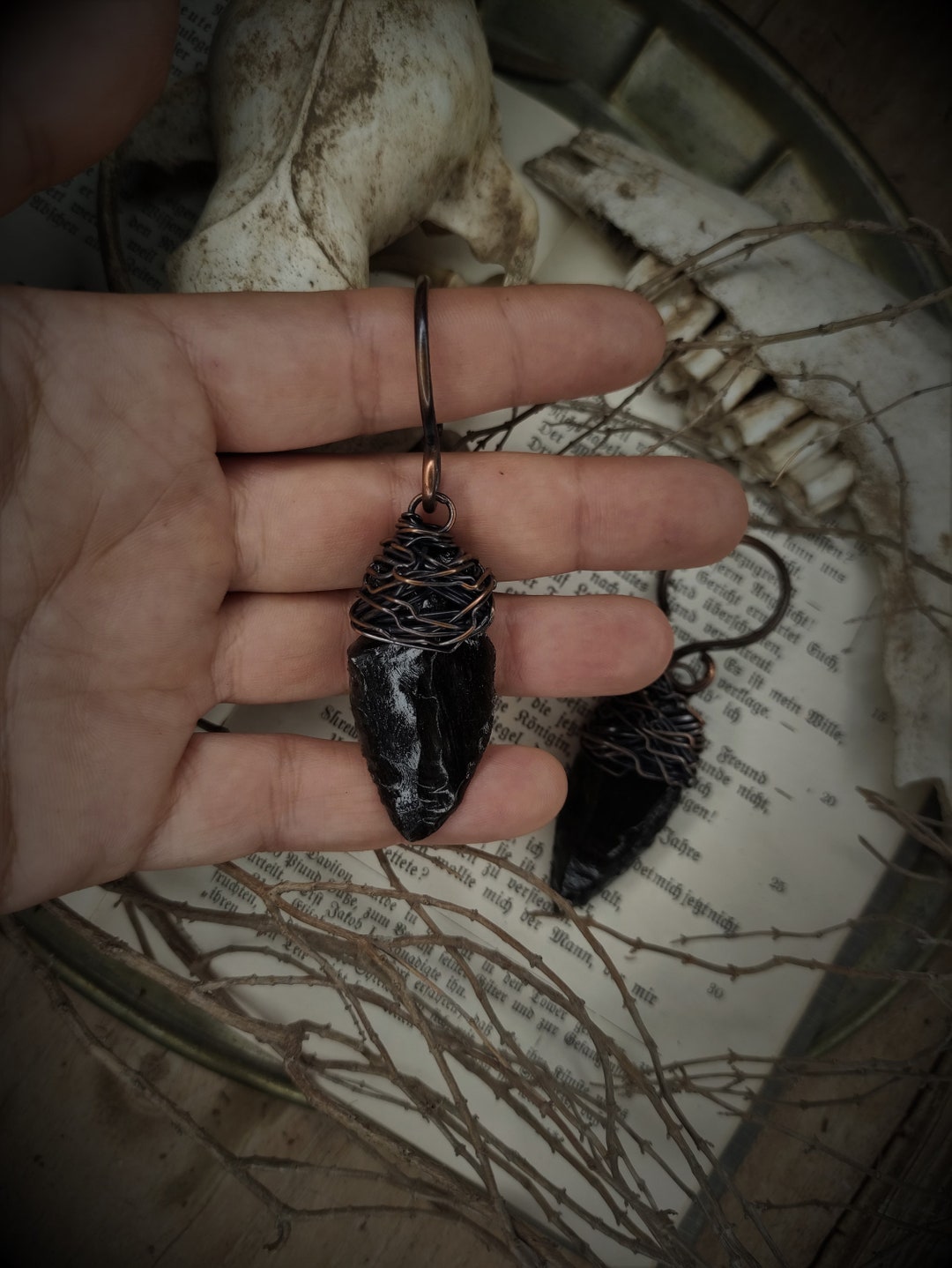 12 Gauge Copper Ear Weights Obsidian Ear Weights Arrowheads - Etsy