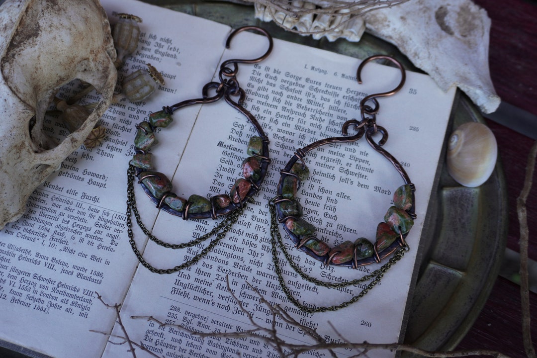 12 Gauge Copper Ear Weights, Unakite Ear Weights, Crystal Hangers ...
