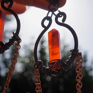 10 Gauge Copper Ear Weights, Dark Ear Weights, Carnelian Ear Hangers ...