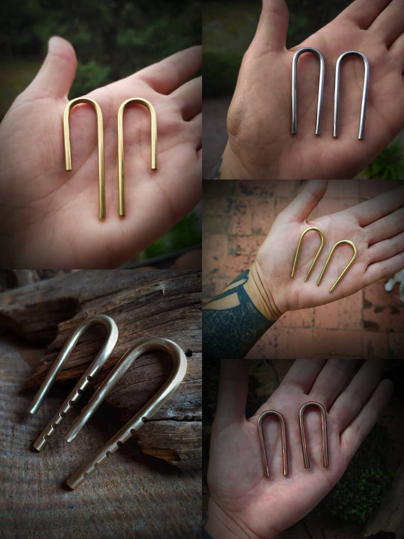 8 Gauge Brass Ear Hanger Simple Ear Weights Brass Ear | Etsy