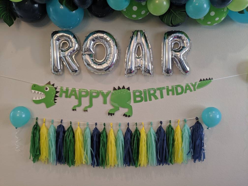 Dinosaur Birthday Party Decorations Dino Party Three Rex Green | Etsy