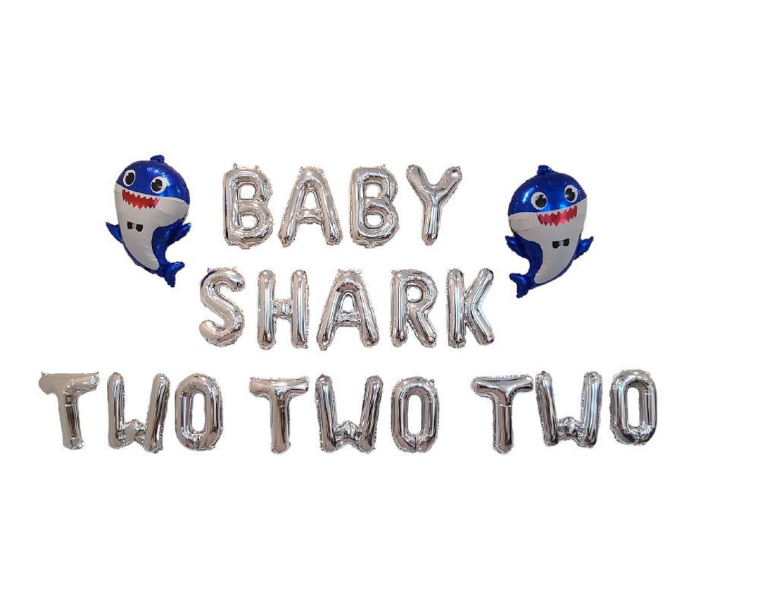 Baby Shark Two Two Two Balloon Banner Second Birthday Balloons 2nd ...