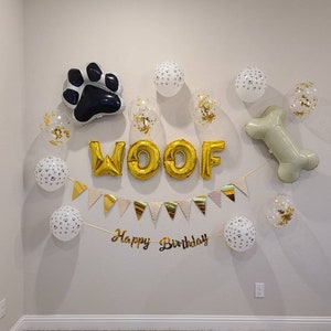 Woof Dog Birthday Balloon Set Dog Bone Balloon Pet Birthday Balloon ...