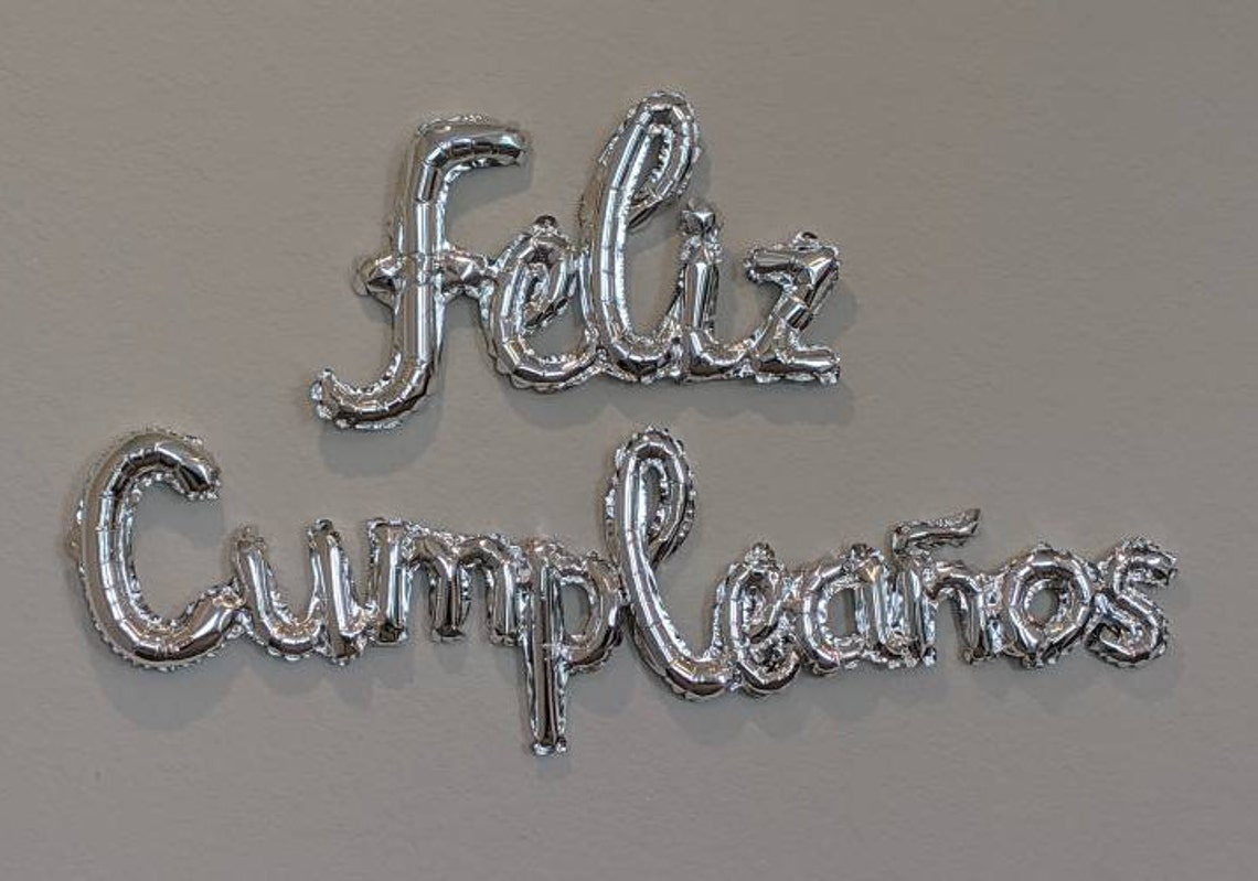 Silver Cursive Feliz Cumpleanos Balloons - Etsy