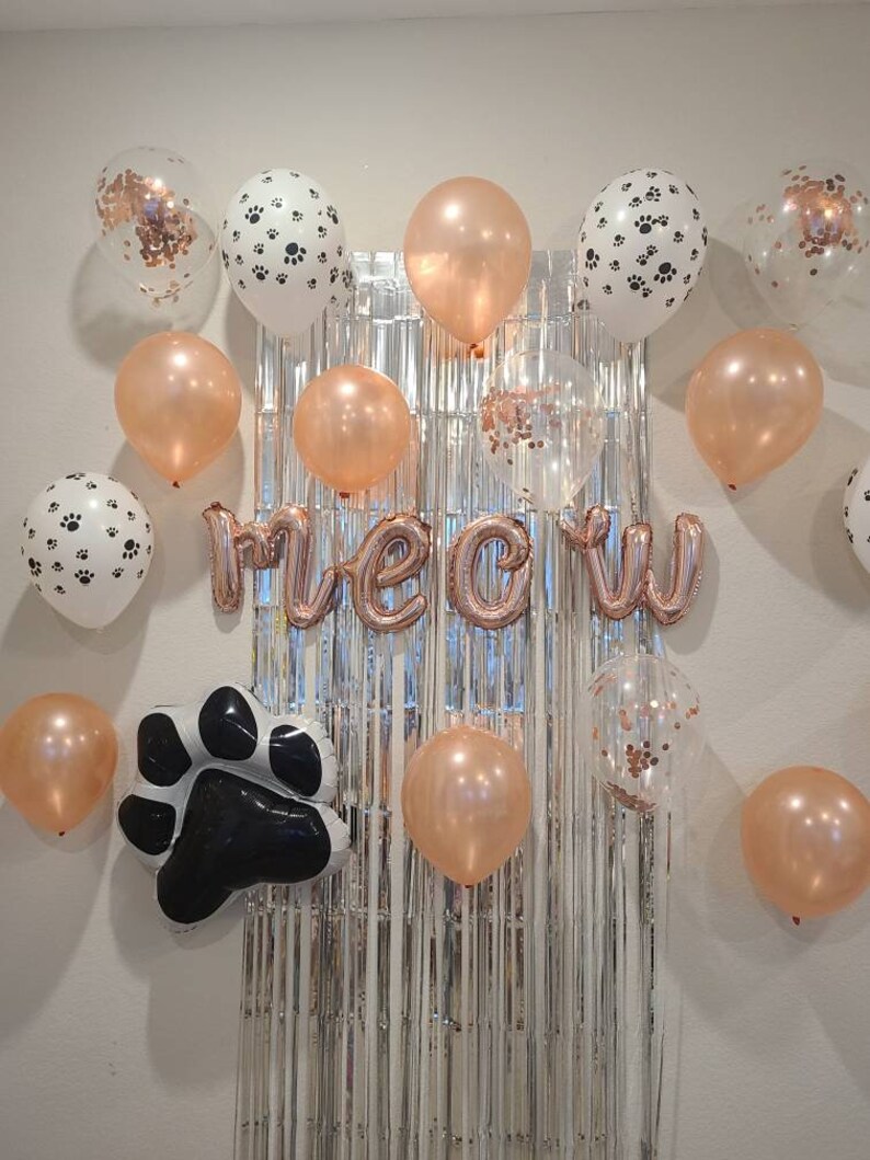 Meow Birthday Balloon Set Paw Print Balloon Pet Birthday - Etsy