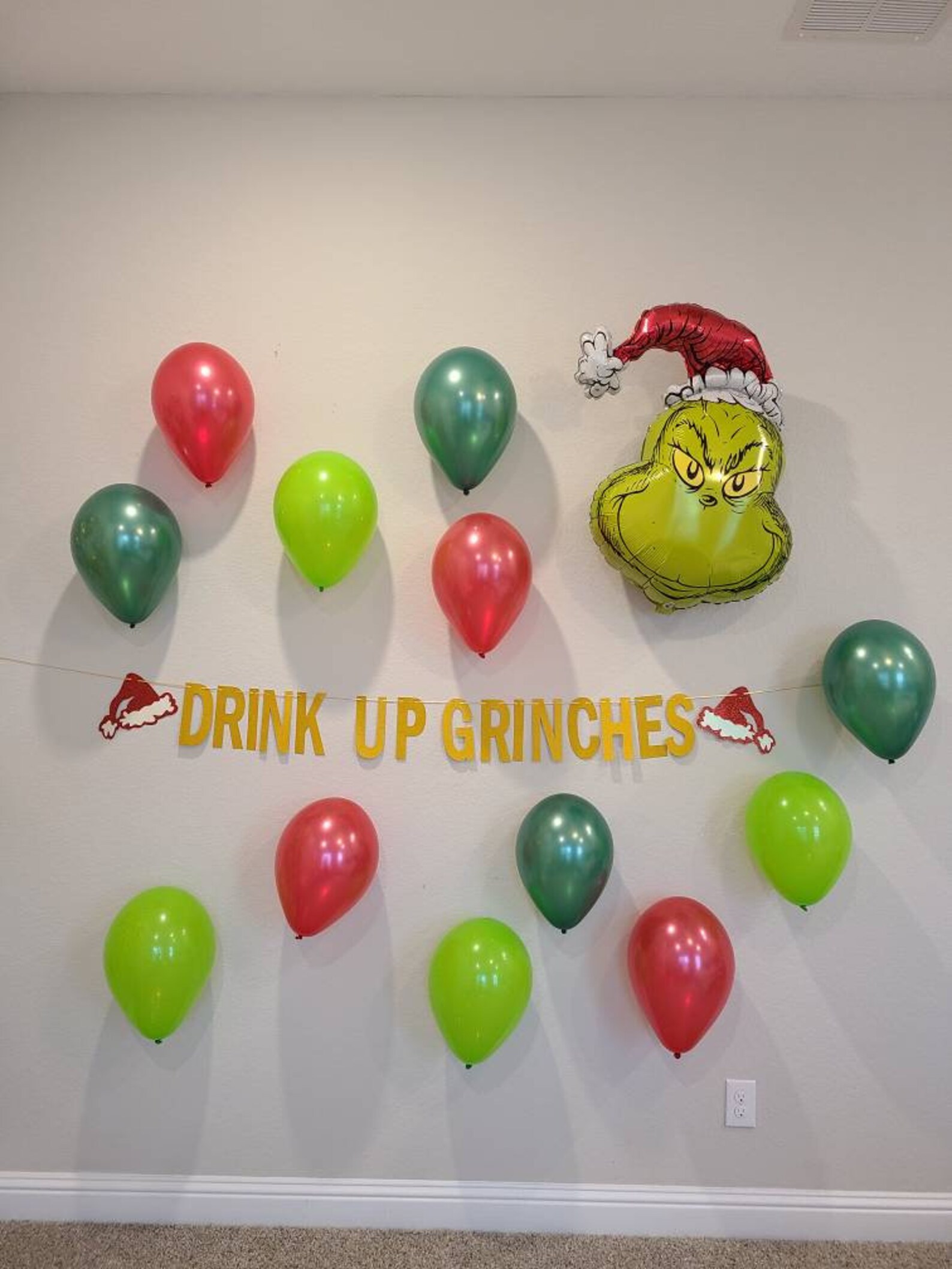 Drink up Grinches Banner Grinch Balloon Christmas Party - Etsy