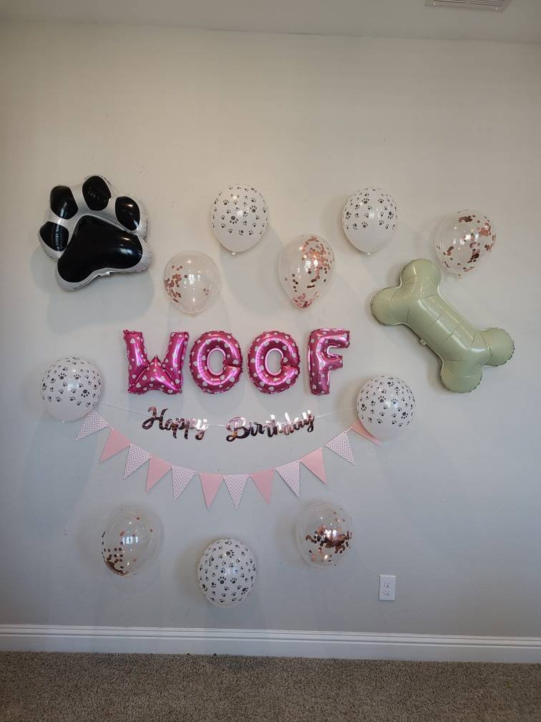 Woof Dog Birthday Balloon Set Dog Bone Balloon Pet Birthday Balloon ...