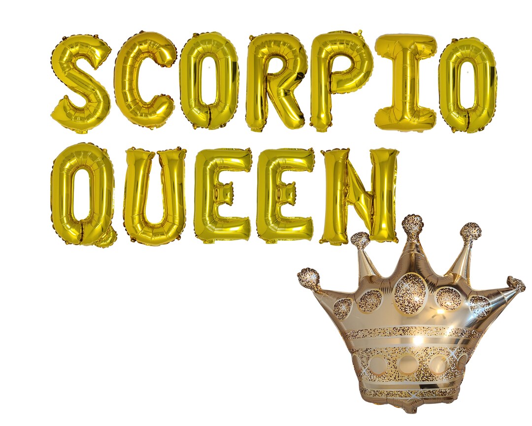 Gold Scorpio Queen Balloon Banner With Crown Scorpio Birthday Scorpio ...