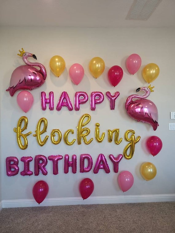 Happy Flocking Birthday Balloons Decorations Birthday Decor | Etsy
