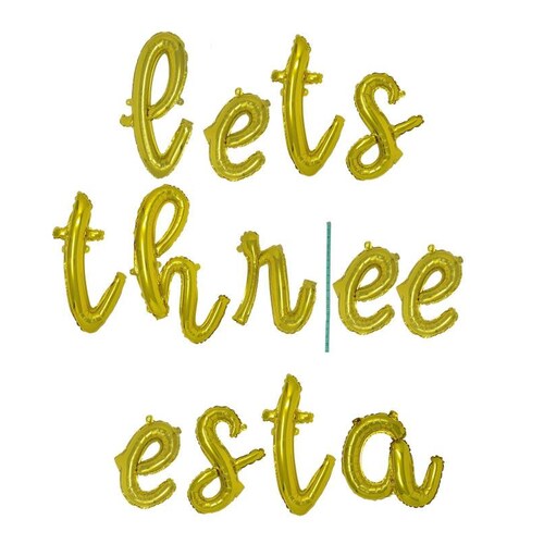 Cursive Lets Threeesta Balloon Banner Three Esta Threeesta - Etsy