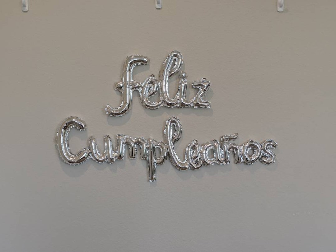 Silver Cursive Feliz Cumpleanos Balloons - Etsy