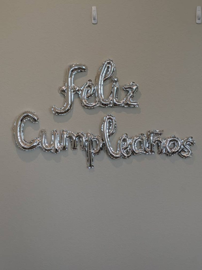 Silver Cursive Feliz Cumpleanos Balloons | Etsy