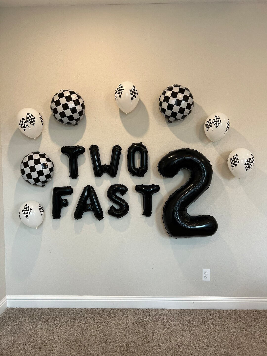 Two Fast Balloon Set Second Birthday Party Decorations Racing Flag ...