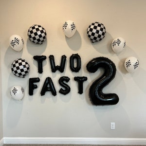 Two Fast Balloon Set Second Birthday Party Decorations Racing Flag ...