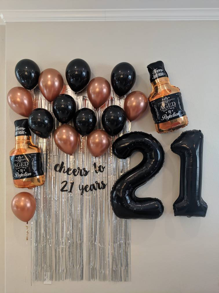 Cheers to 21 Years Party Decoration Set Whiskey Balloons Legal AF 21st ...