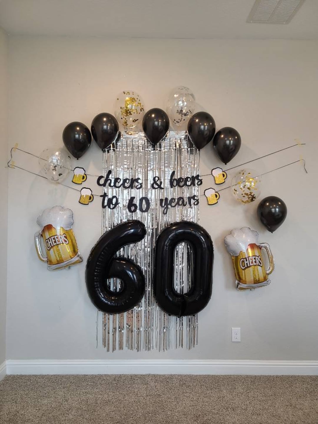 Cheers and Beers to 60 Years Party Pack 60th Birthday Balloons 60th ...