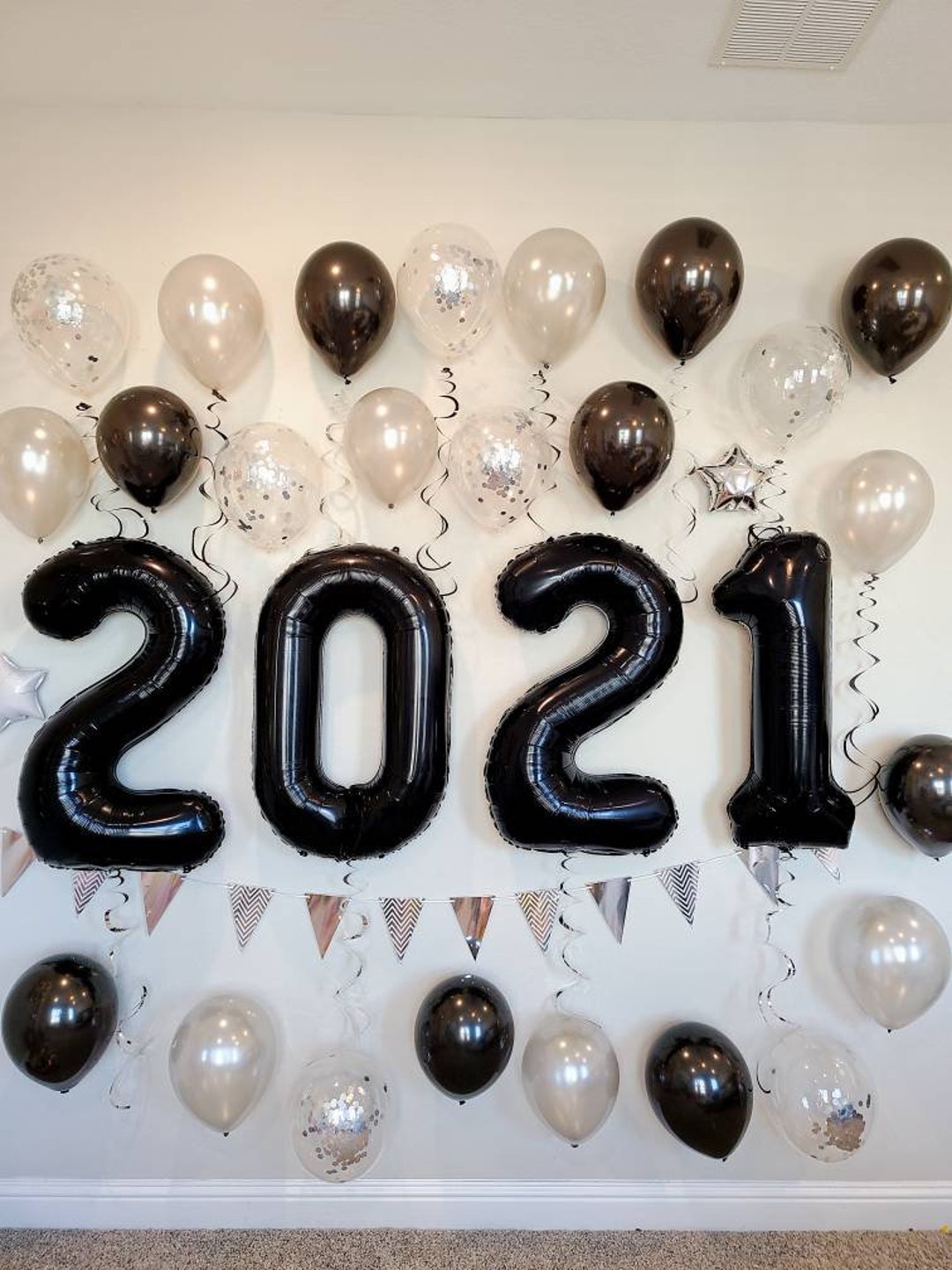 Jumbo 2021 Black Balloons 40" Black 2021 Balloons Graduation Balloons ...